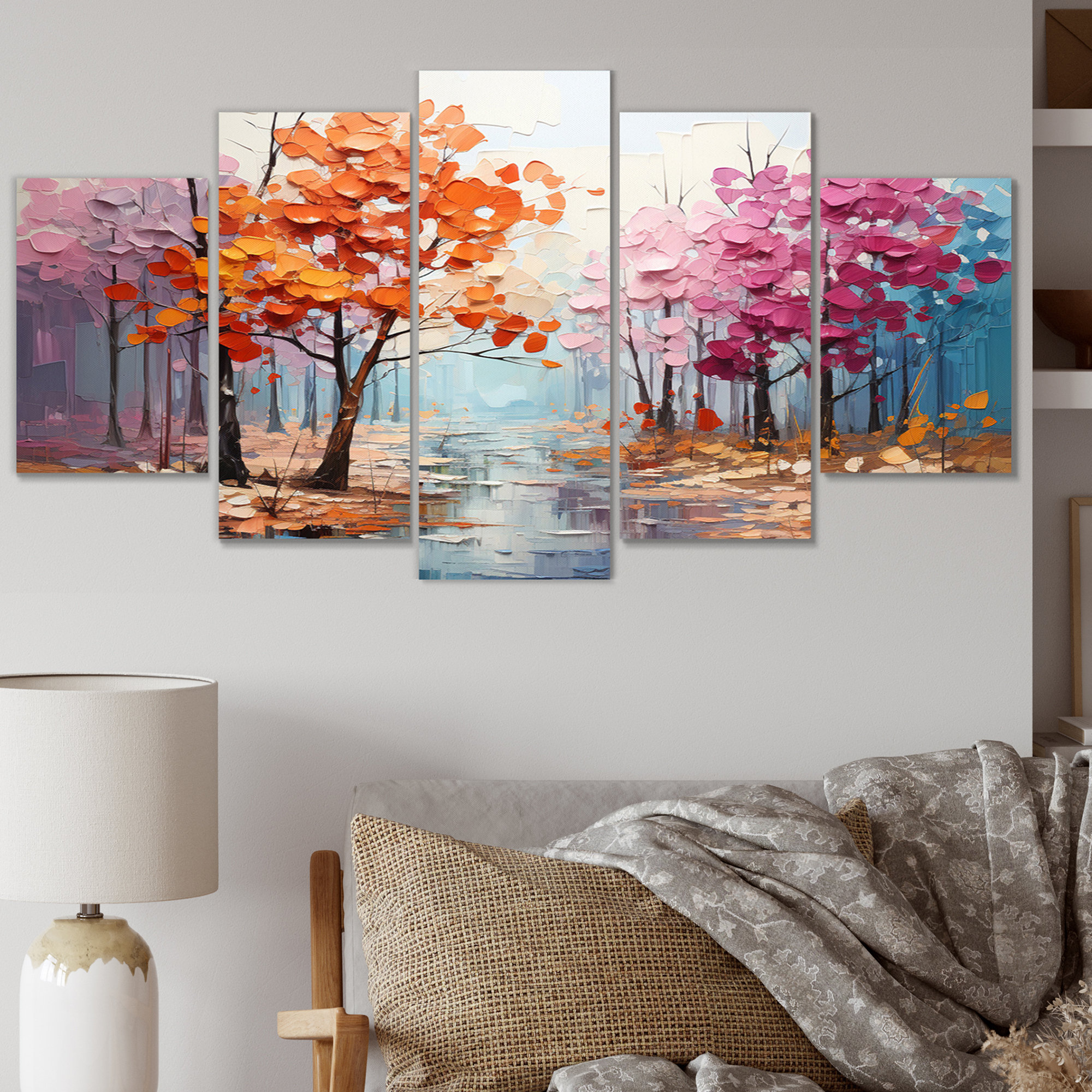 Winston Porter Orange Pink Neo Primal Forest Collage - Landscapes ...
