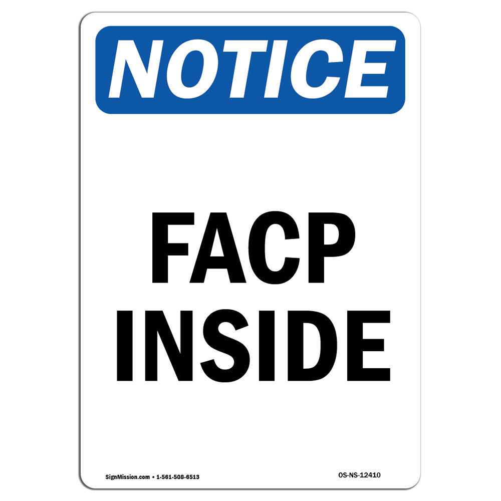 SignMission FACP Inside Aluminum Sign 12 x 18 - Wayfair Canada