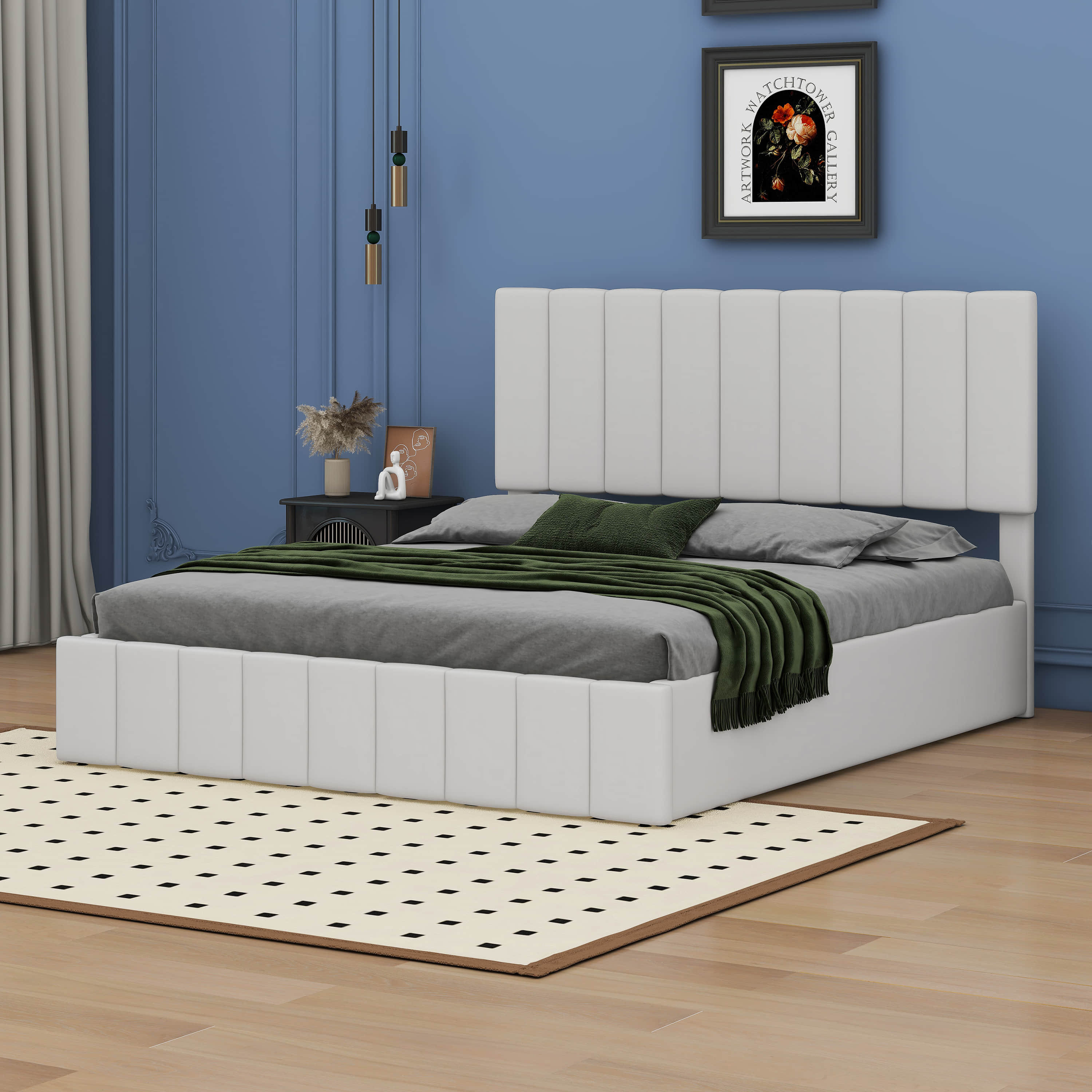 Latitude Run® Tieanna Queen size Upholstered Platform bed with a ...