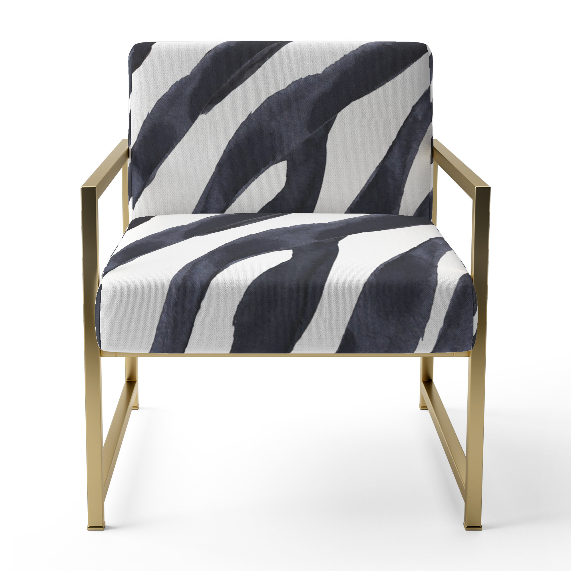 Design Art Zebra Striped - Upholstered Cabin & Lodge Accent Arm Chair ...