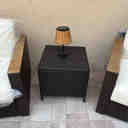 Ebern Designs Outdoor Wicker Side Table Patio Coffee Table with Storage ...