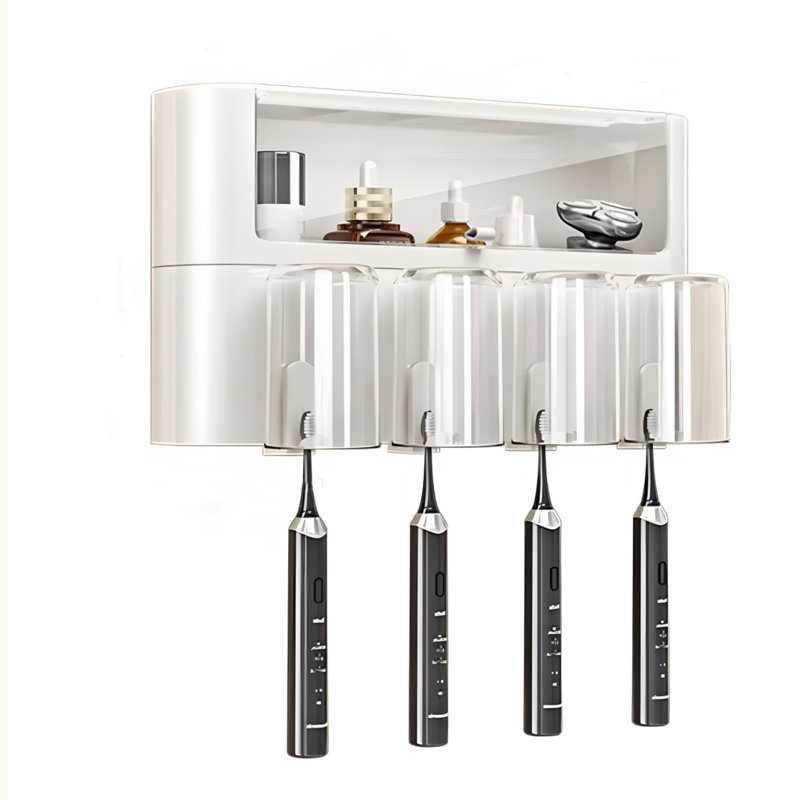 Rebrilliant Non Perforated Wall Mounted Toothbrush Cup Toothpaste ...