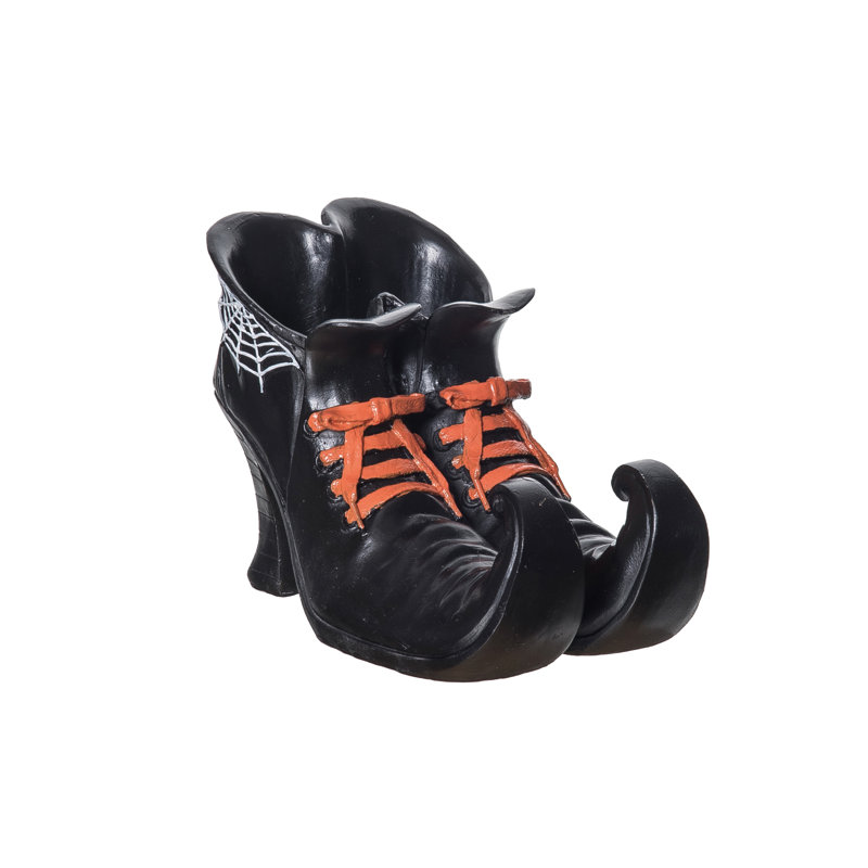 Ophelia & Co. Resin 8.27 in. Black Halloween Witch Boot | Wayfair