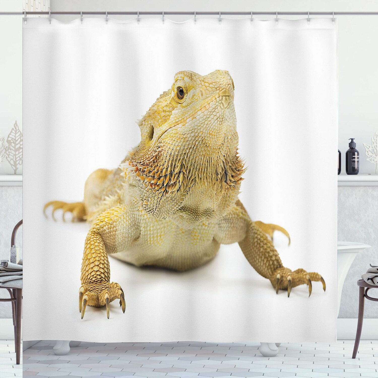 Everly Quinn Wild Tropics Bearded Dragon Shower Curtain - Camouflage ...