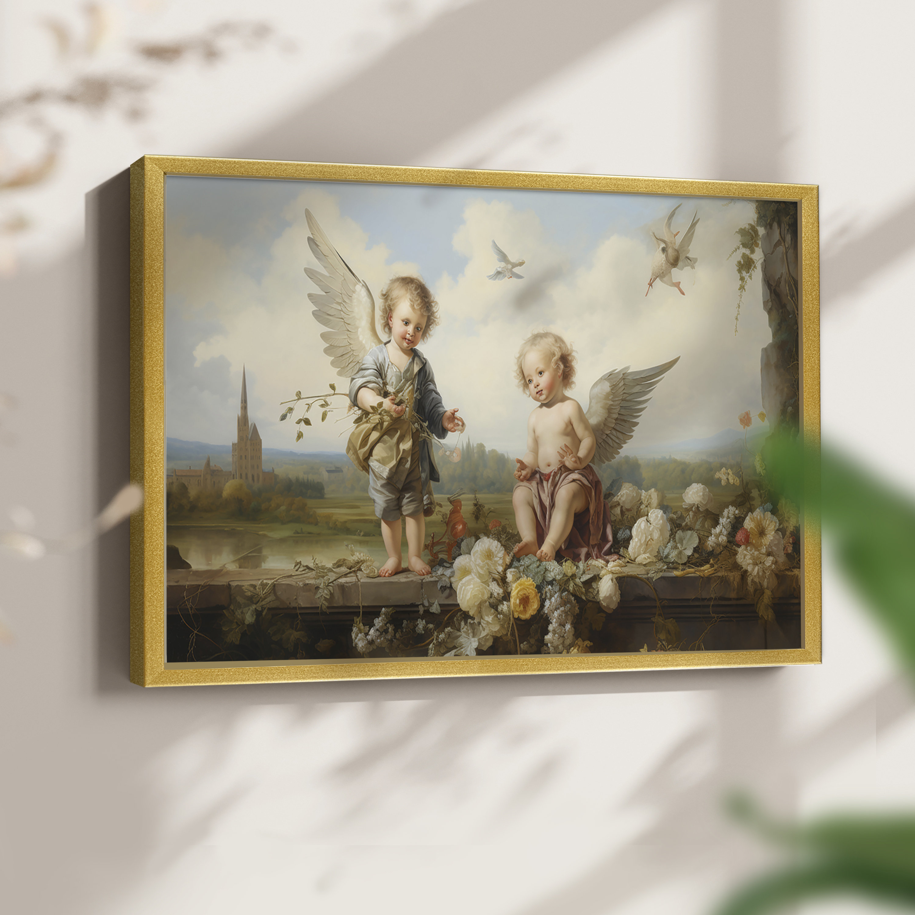 Fleur De Lis Living Angels From Above-XXIV -Framed Print - Restickable ...