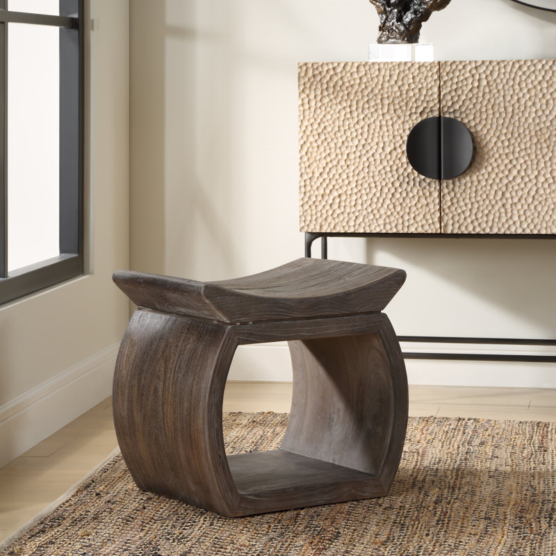 Dakota Fields Eilzabeth Walnut Accent Stool | Wayfair