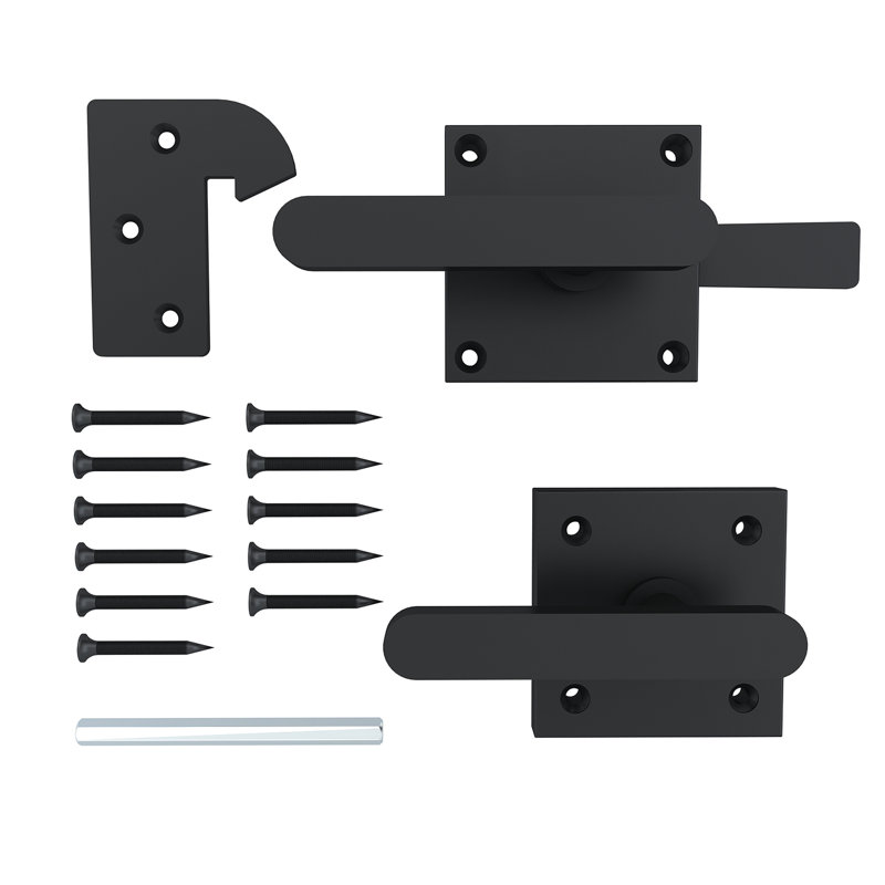 JUBEST Heavy Duty Double Side Swinging Door Latch Gate Hardware Black ...