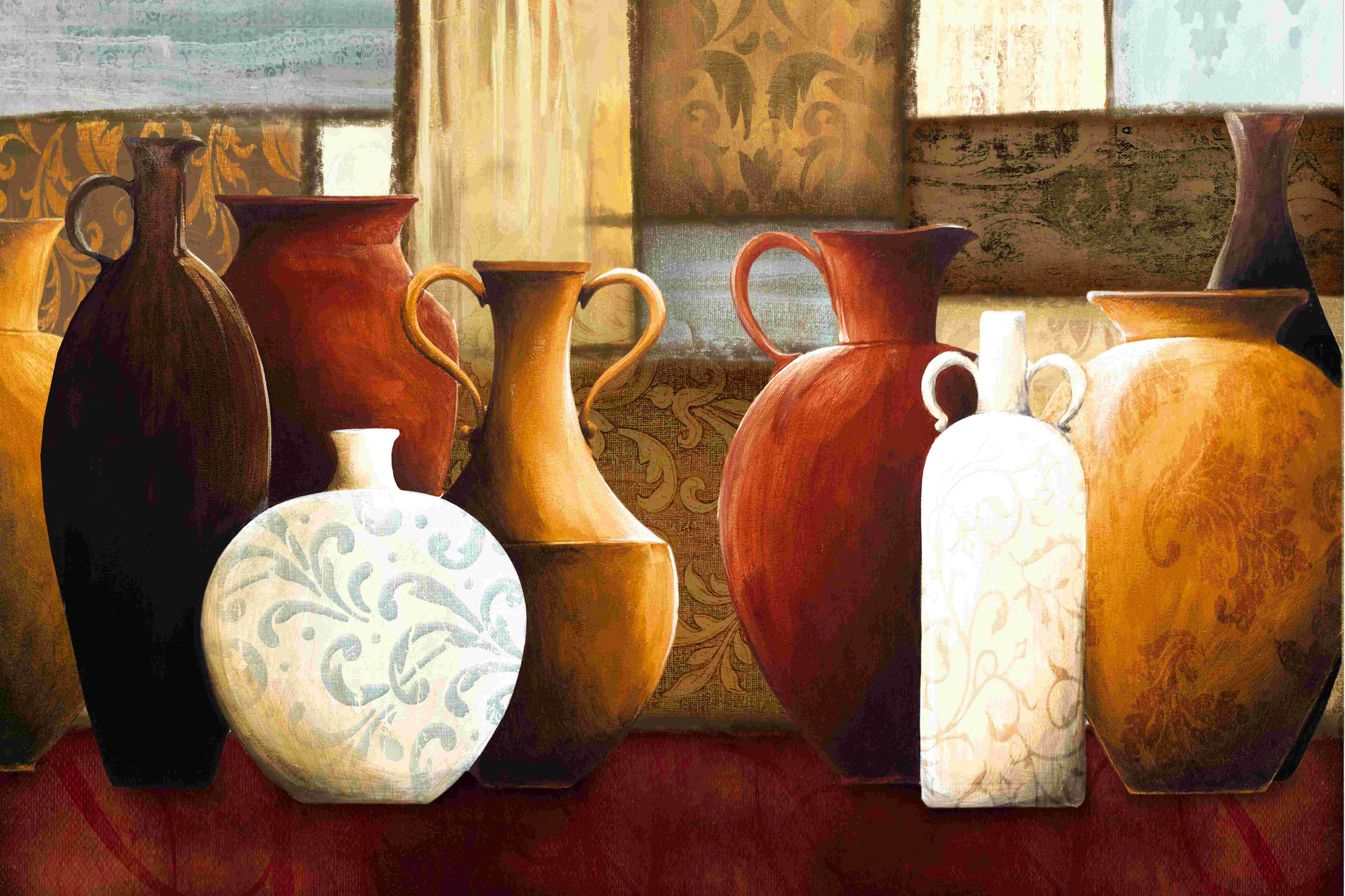Winston Porter Patchwork Pots - Wrapped Canvas Graphic Art | Wayfair