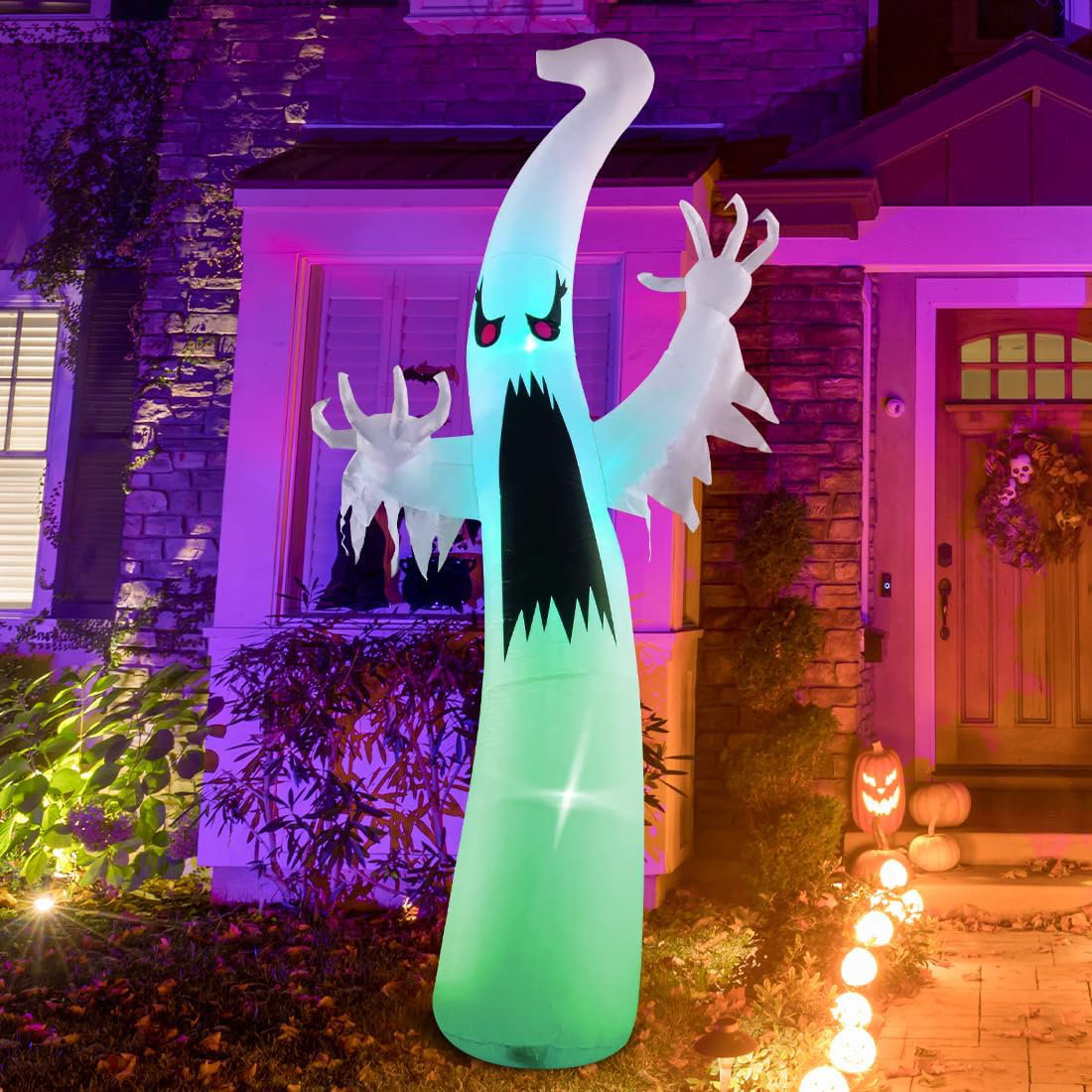 The Holiday Aisle® Halloween Inflatable Outdoor Colorful Blow Up Ghost ...