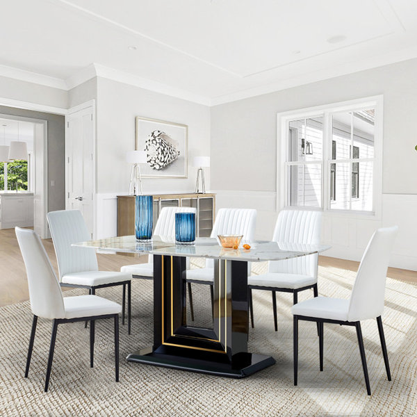 Everly Quinn Verlanda Rectangular 62.8'' L x 35.2'' W Dining Set with ...