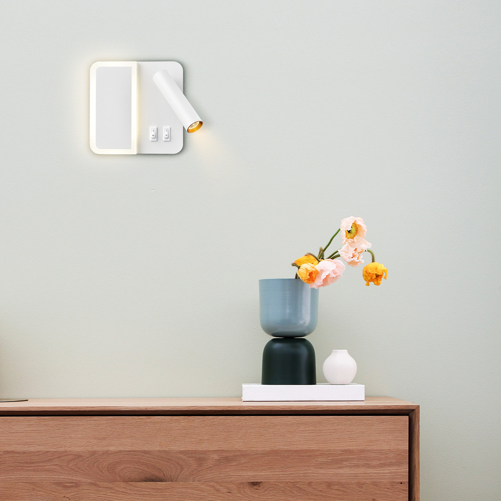 Latitude Run® White LED Wall Sconce with Adjustable Spotlight | Wayfair