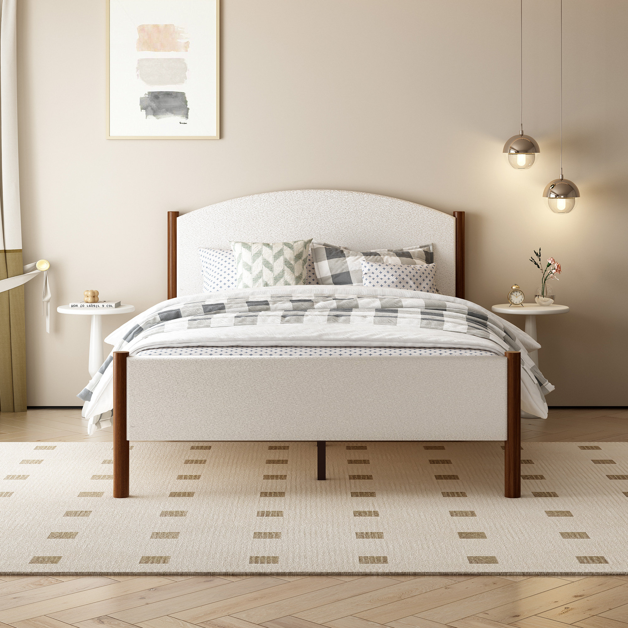Lark Manor™ Solid Wood Upholstered Headboard Tail Plate Bed Frame | Wayfair
