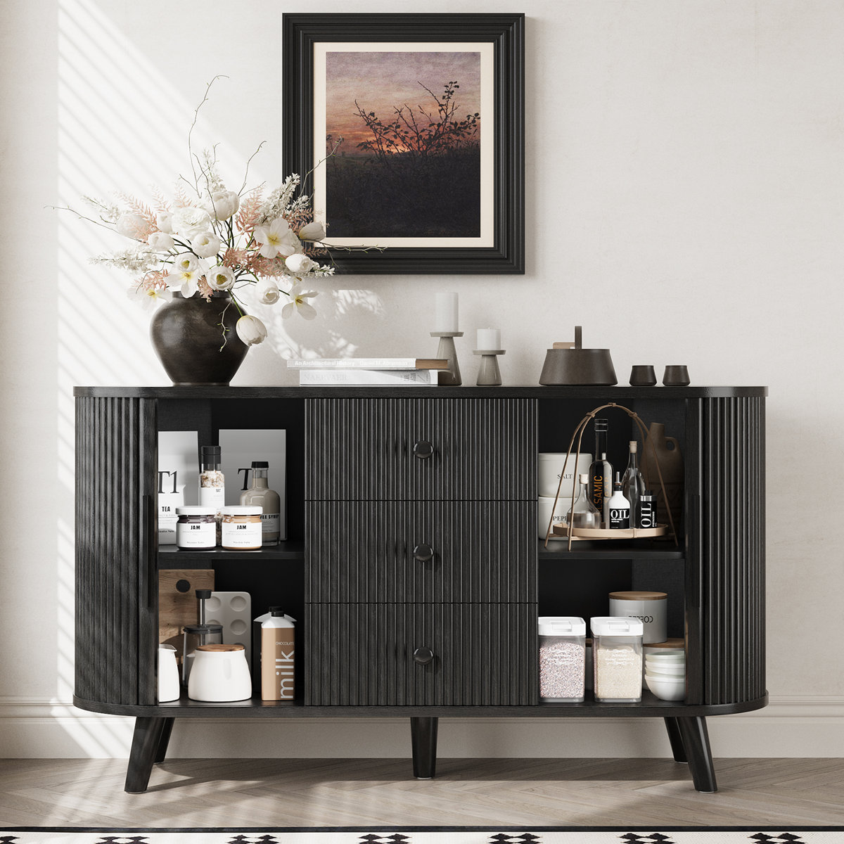 George Oliver 47'' Modern Sideboard Buffet Cabinet With Drawers ...