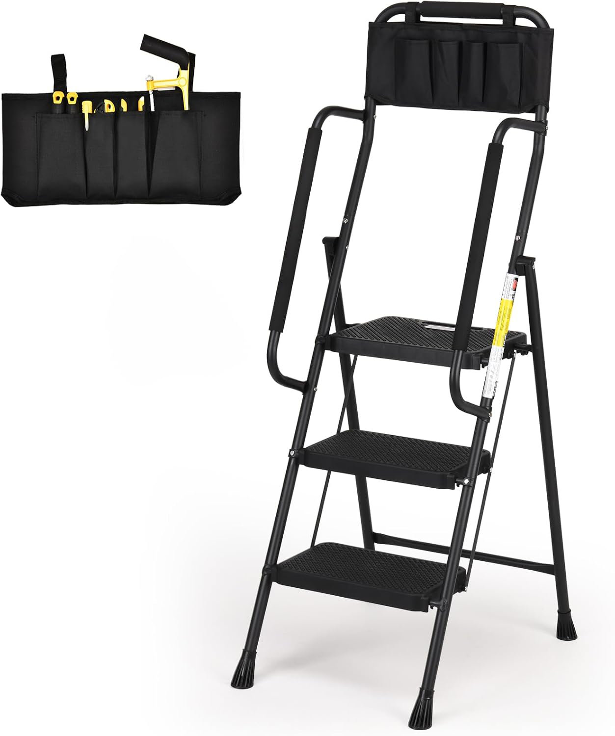 17 Stories 3 Step Ladder With Handrails, Folding Step Stool Portable ...
