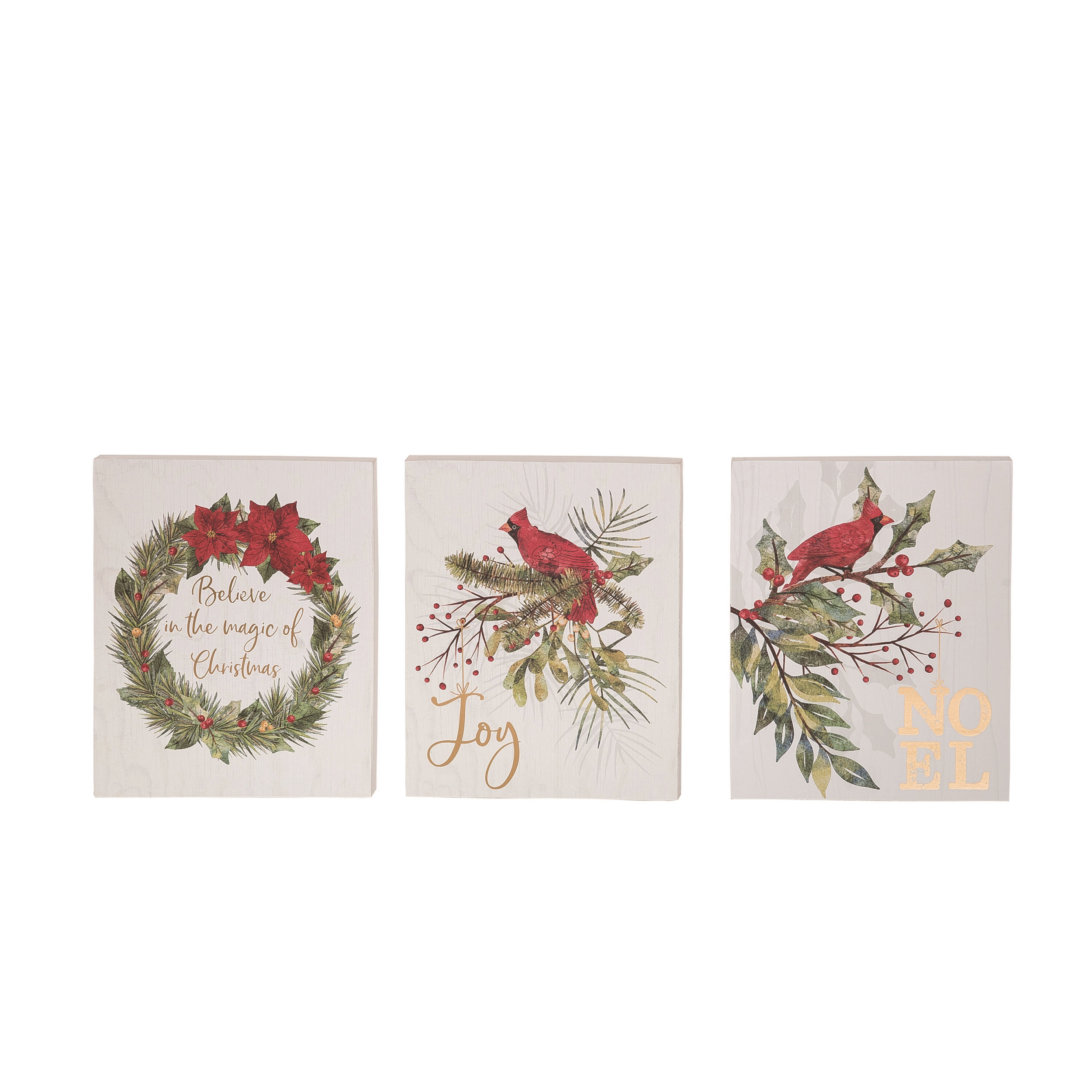 The Holiday Aisle® MDF Christmas Cardinal Block Decor Set of 3 ...