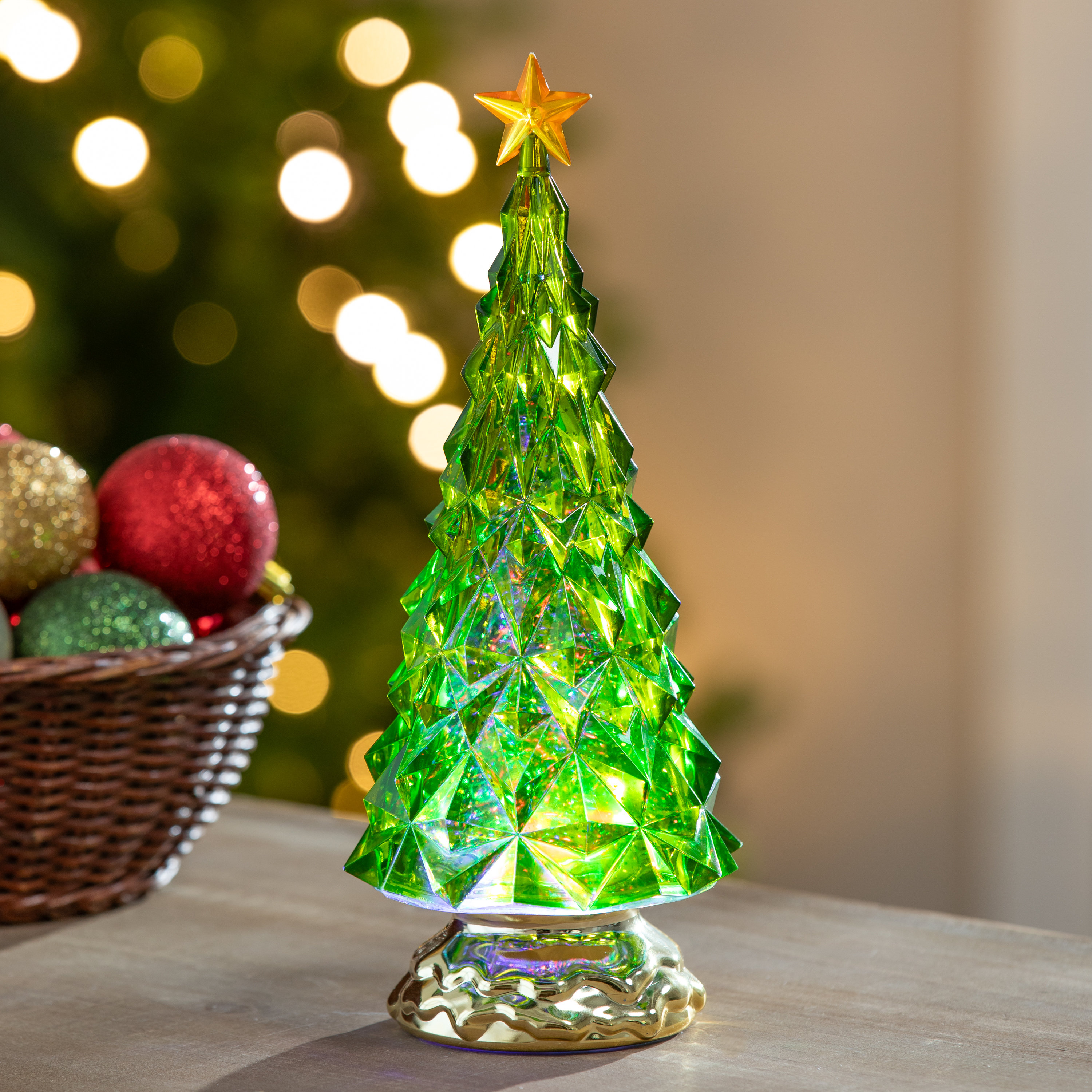 The Holiday Aisle® 11.5" LED Color Changing Tree with Star Water ...