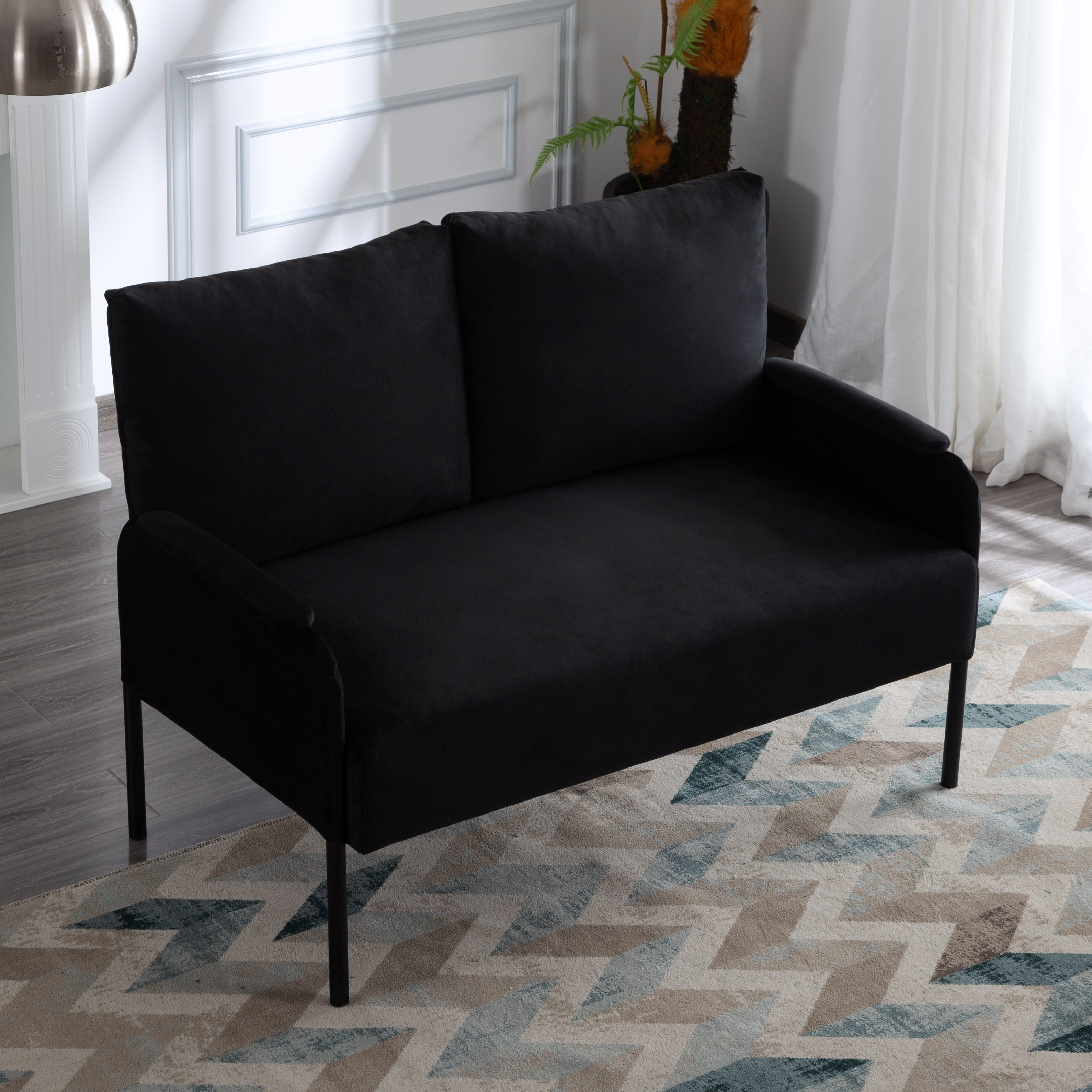 Ebern Designs 45.7 "Metal-Framed Sofas For Small Spaces, Linen And ...