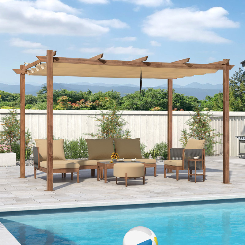 Purple Leaf 13.12 Ft. W x 9.84 Ft. D Aluminum Pergola with Canopy ...