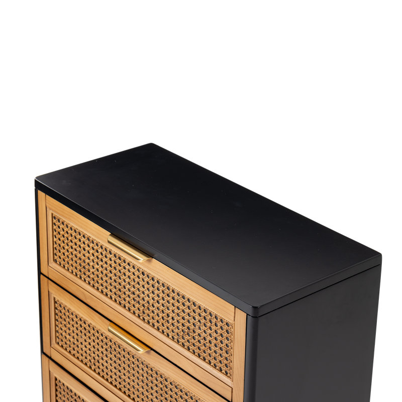 Bay Isle Home™ Aril 3-Drawer Woven Cane Front Accent Chest, Mid Century ...