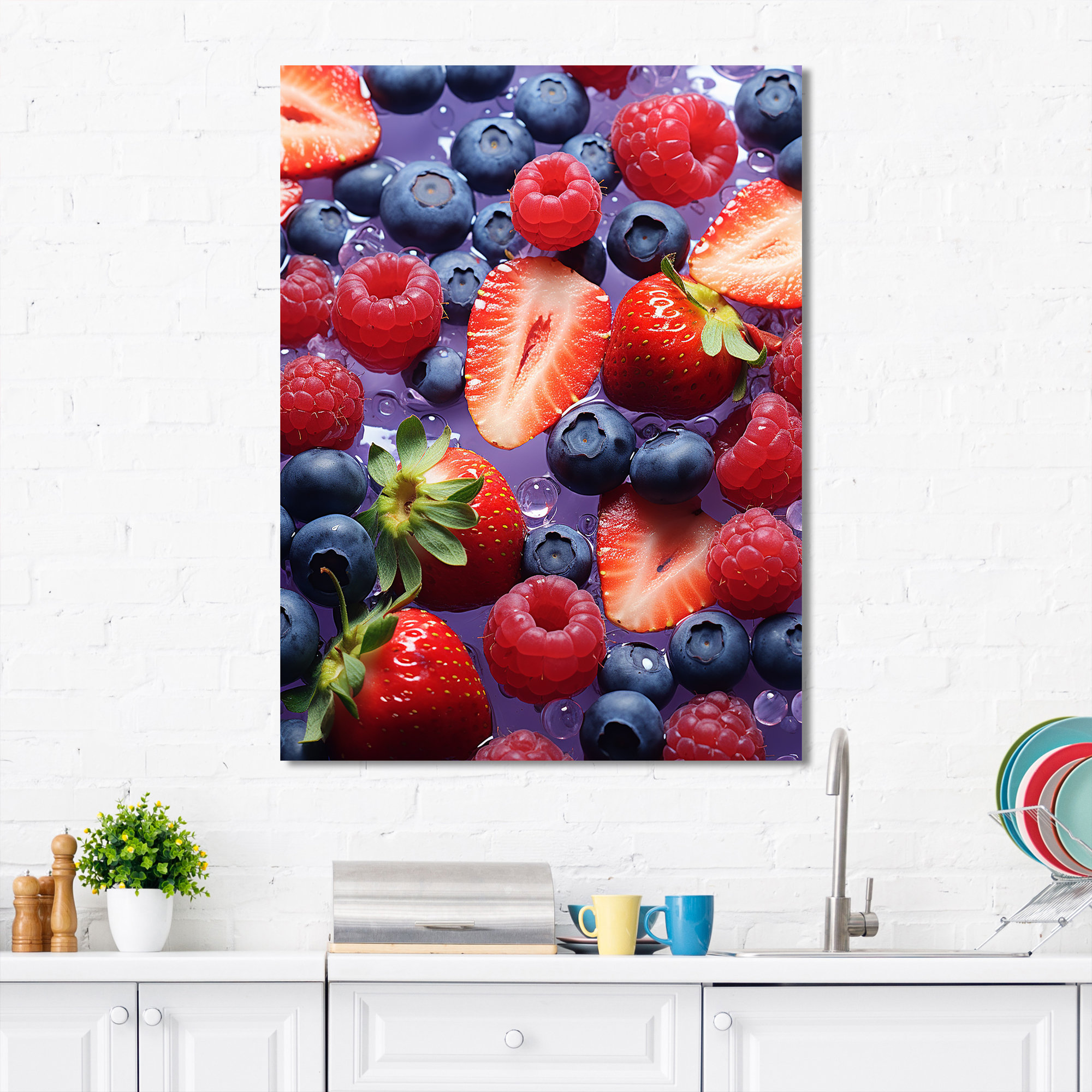 Hokku Designs Fruits Blueberry Ballet Abstract Elegance - Fruits Wall ...