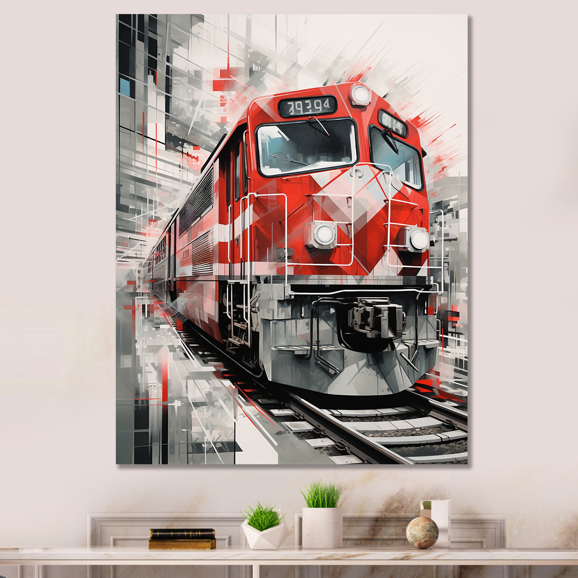 Ebern Designs Train Geometric Momentum V - Modern Wall Art Living Room ...
