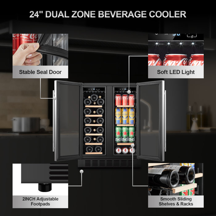BODEGA 23.43'' 17 Bottle and 41 Can Dual Zone Wine & Beverage ...