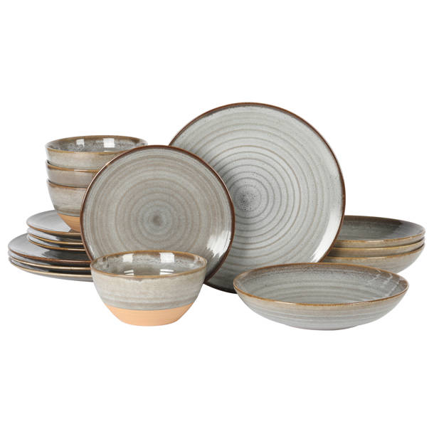 Gibson Elite 12 Piece Dreamweaver Round Earthenware Dinnerware Set ...