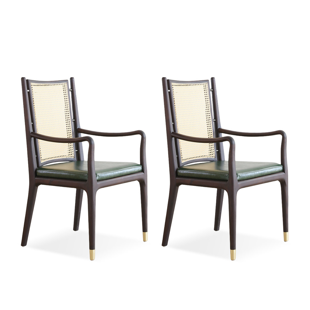 Bayou Breeze 20.87" Green Solid back arm Chair(Set of 2) | Wayfair