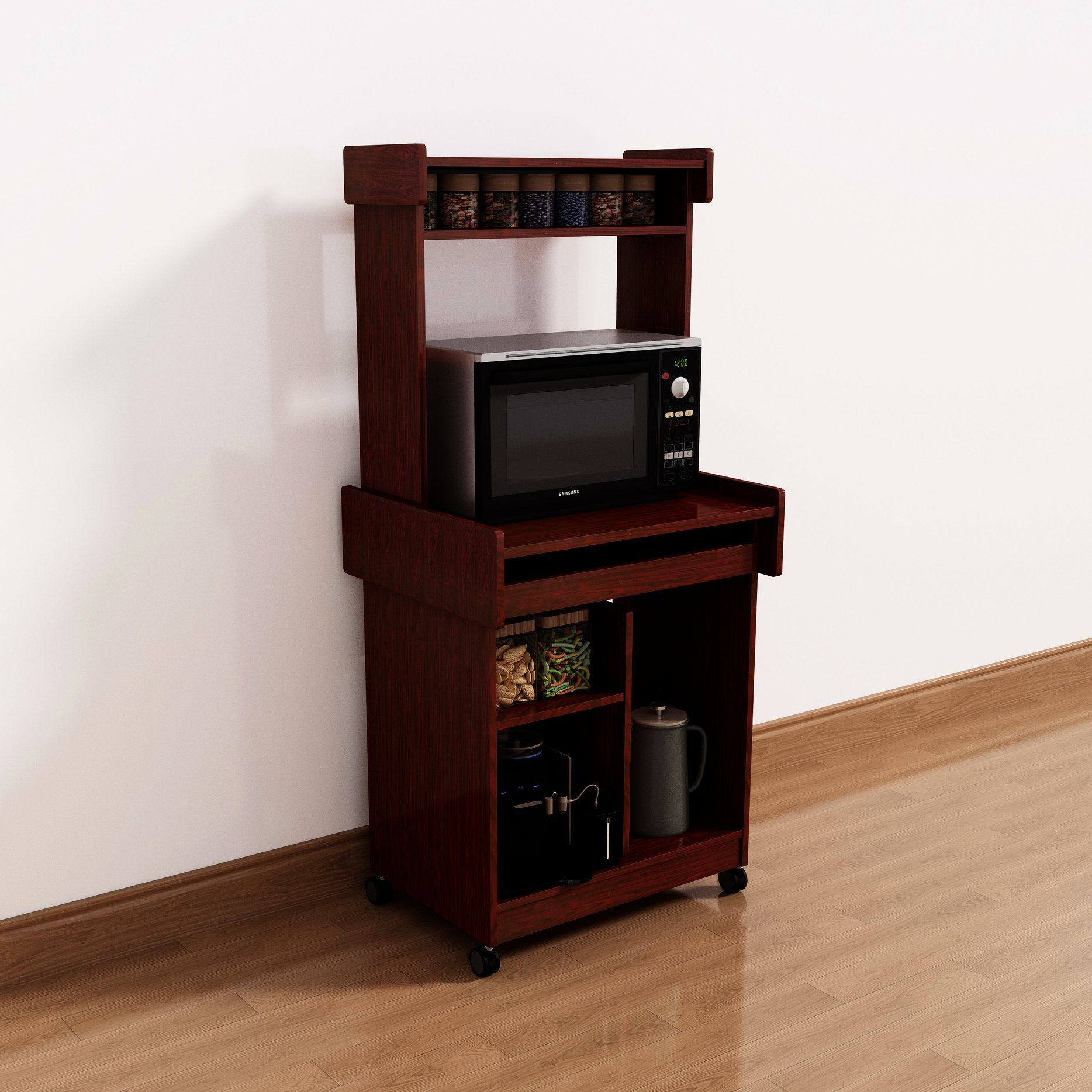 Red Barrel Studio® Microwave Cart Coffee Station On Locking Castors ...