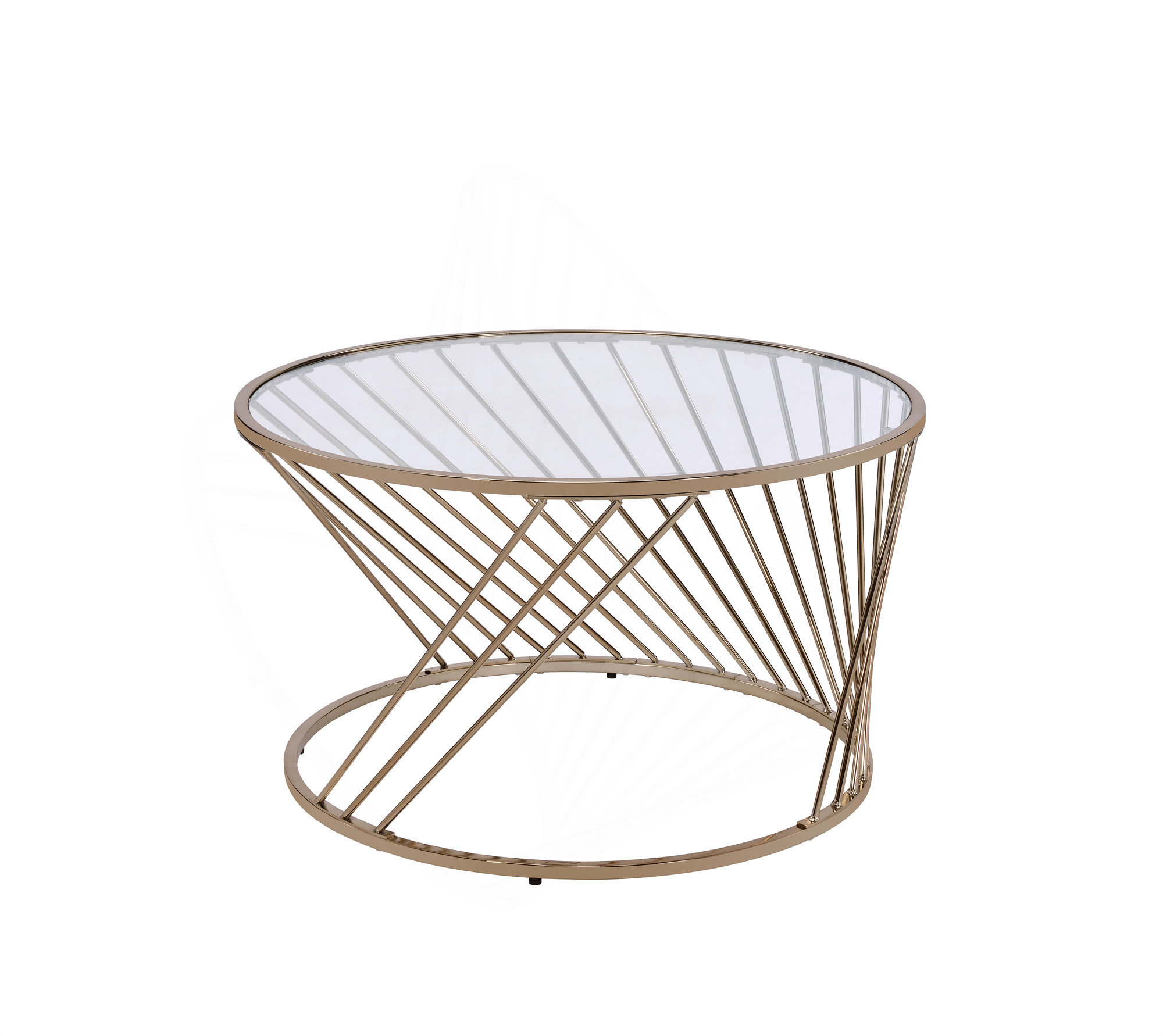 Everly Quinn Bluelipe Clear Glass Top With Champagne Finish Coffee ...