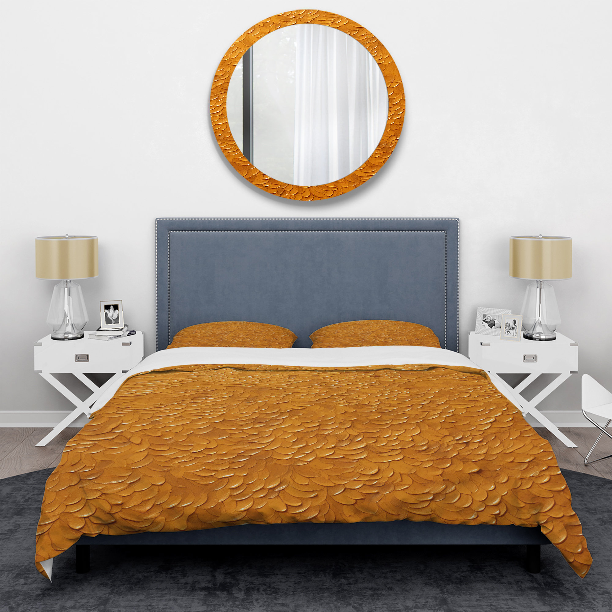 Design Art Golden Abstract Dot Radiance I - Abstract Collages Duvet ...