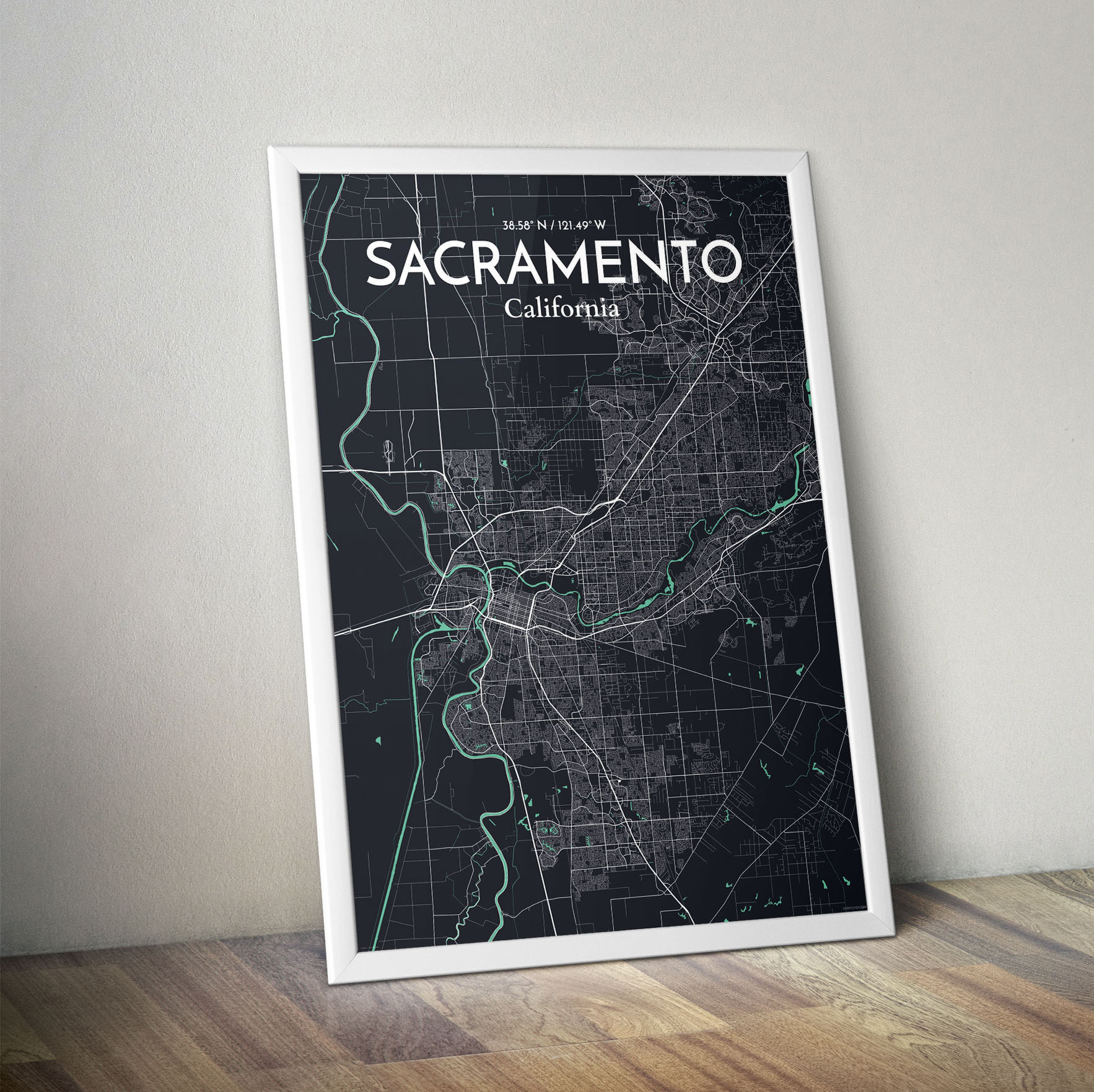 Williston Forge 'Sacramento City Map' Graphic Art Print Poster in Black ...