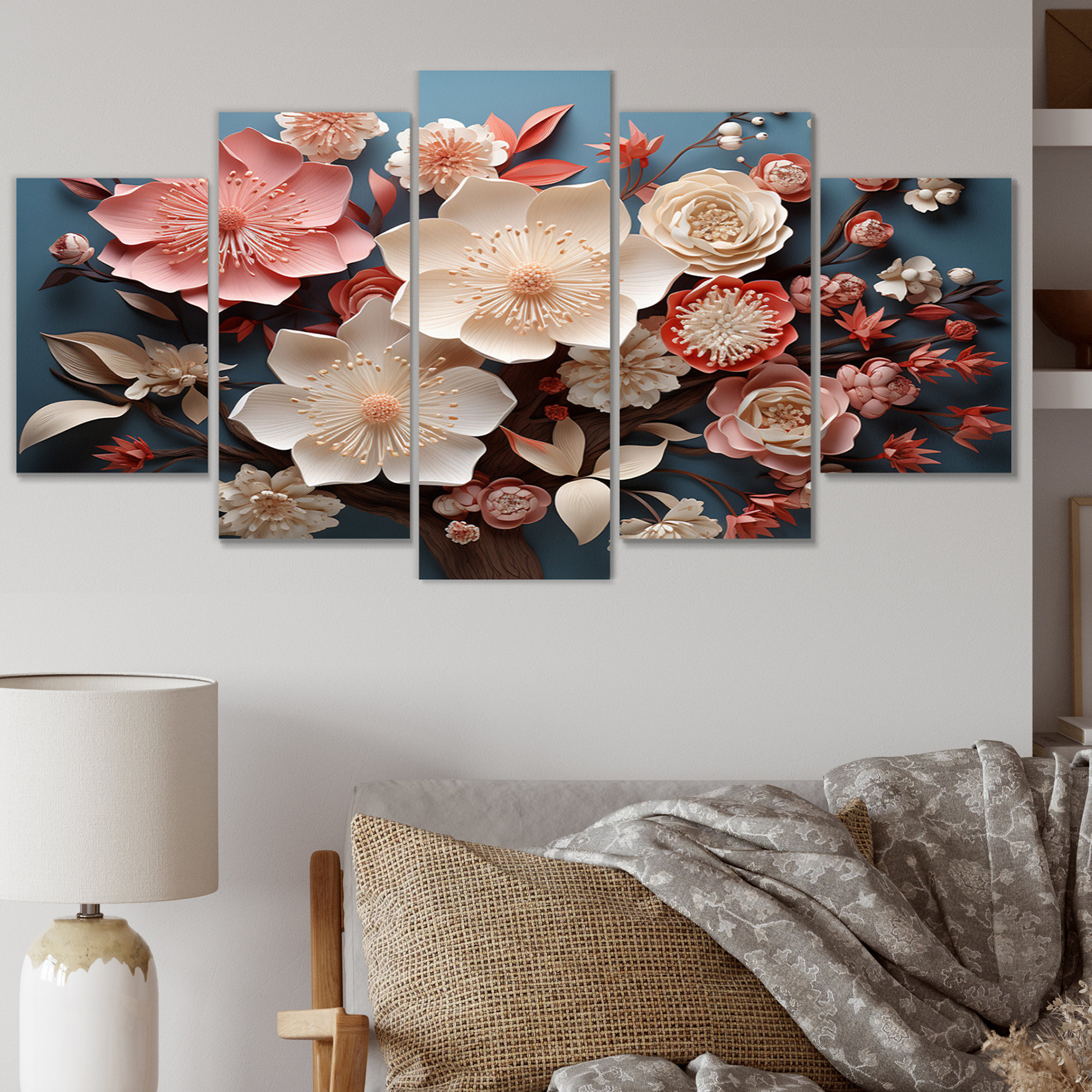 Design Art Asian Art Eternal Blossoms II - Asian Metal Wall Decor Set ...