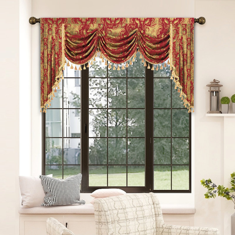 TOPLUXE Damask Window Valance in Red & Reviews | Wayfair