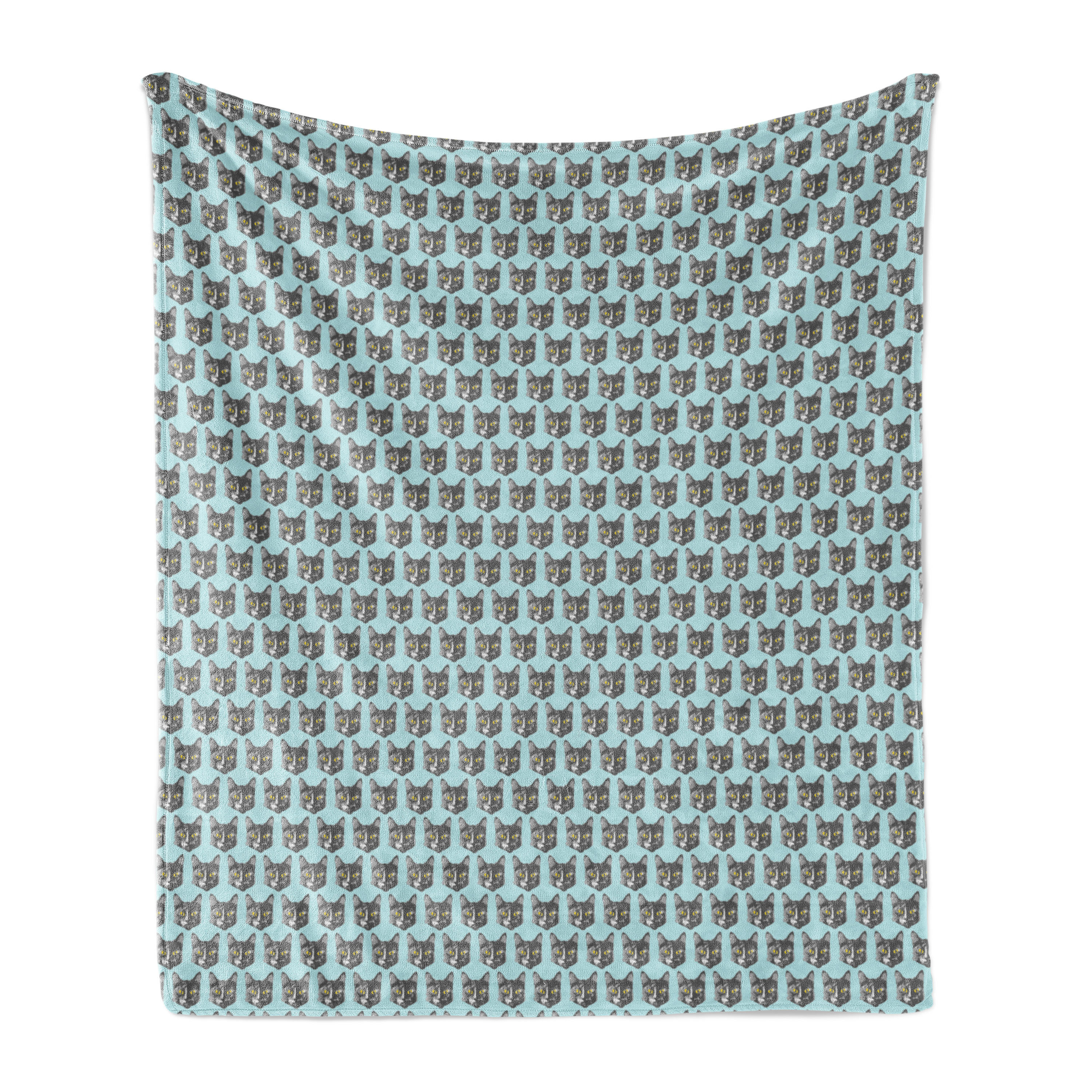 Ambesonne Cat Fleece Throw Blanket Grey Kitten Portrait Pattern Pale ...