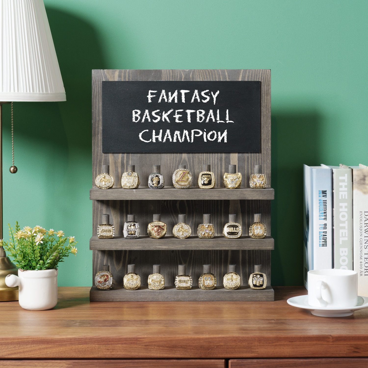 MyGift Sport Champion Rings Display Case Rack With Chalkboard | Wayfair