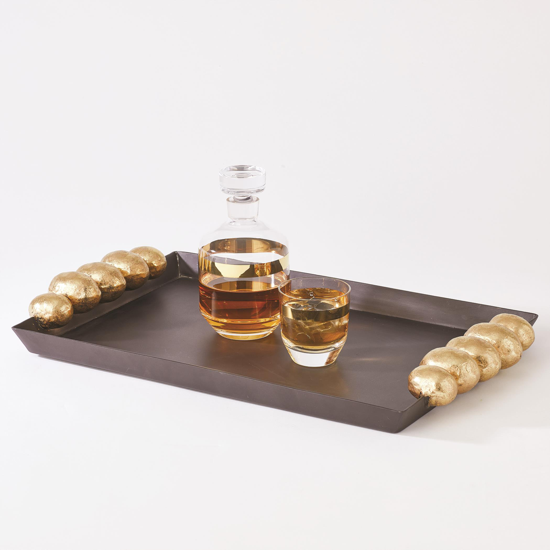 Signature III Pebble Tray-Bronze W/Gold Leaf Handles - Wayfair Canada