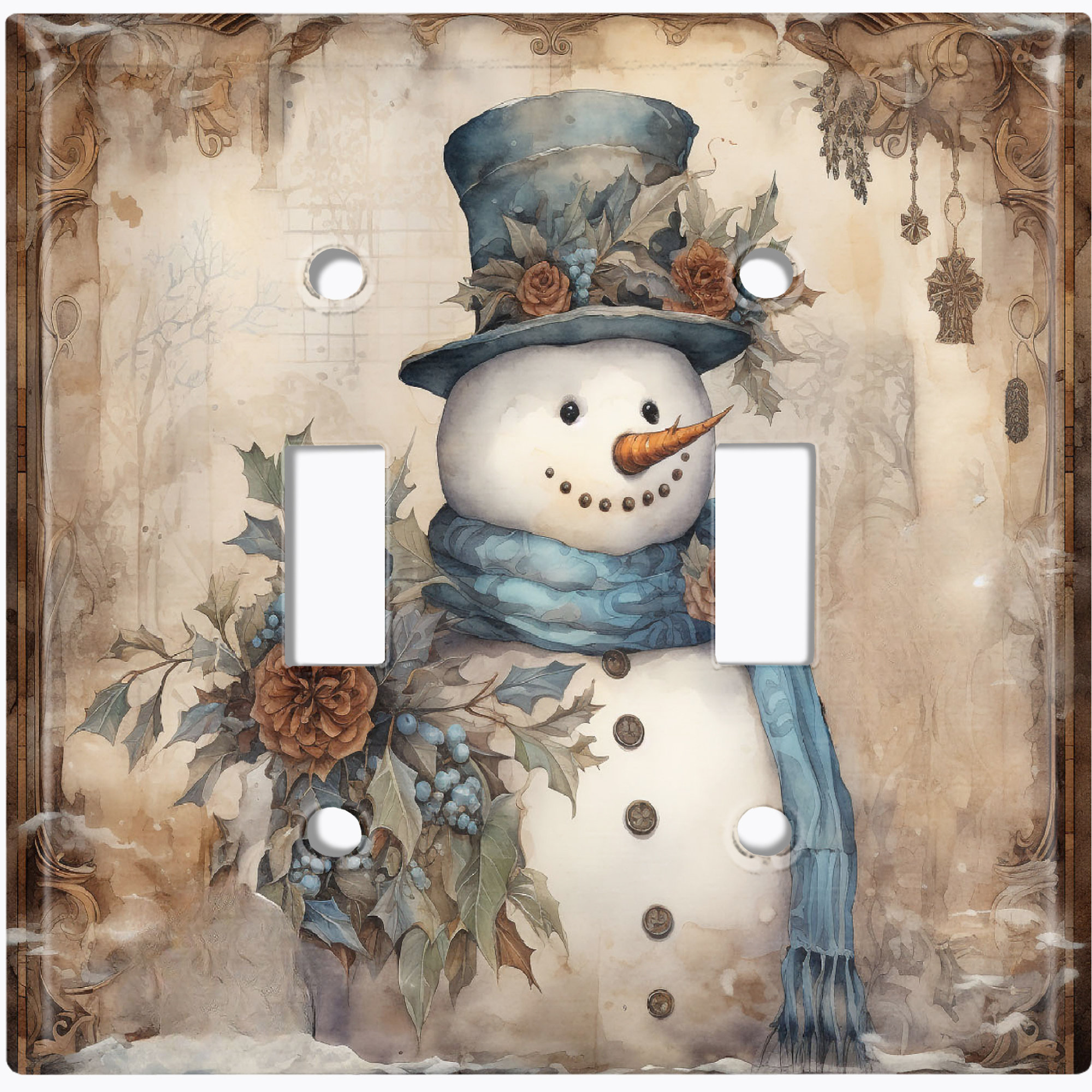 WorldAcc Christmas Festive Snow Man Flower Blue 2 - Gang Toggle Light ...