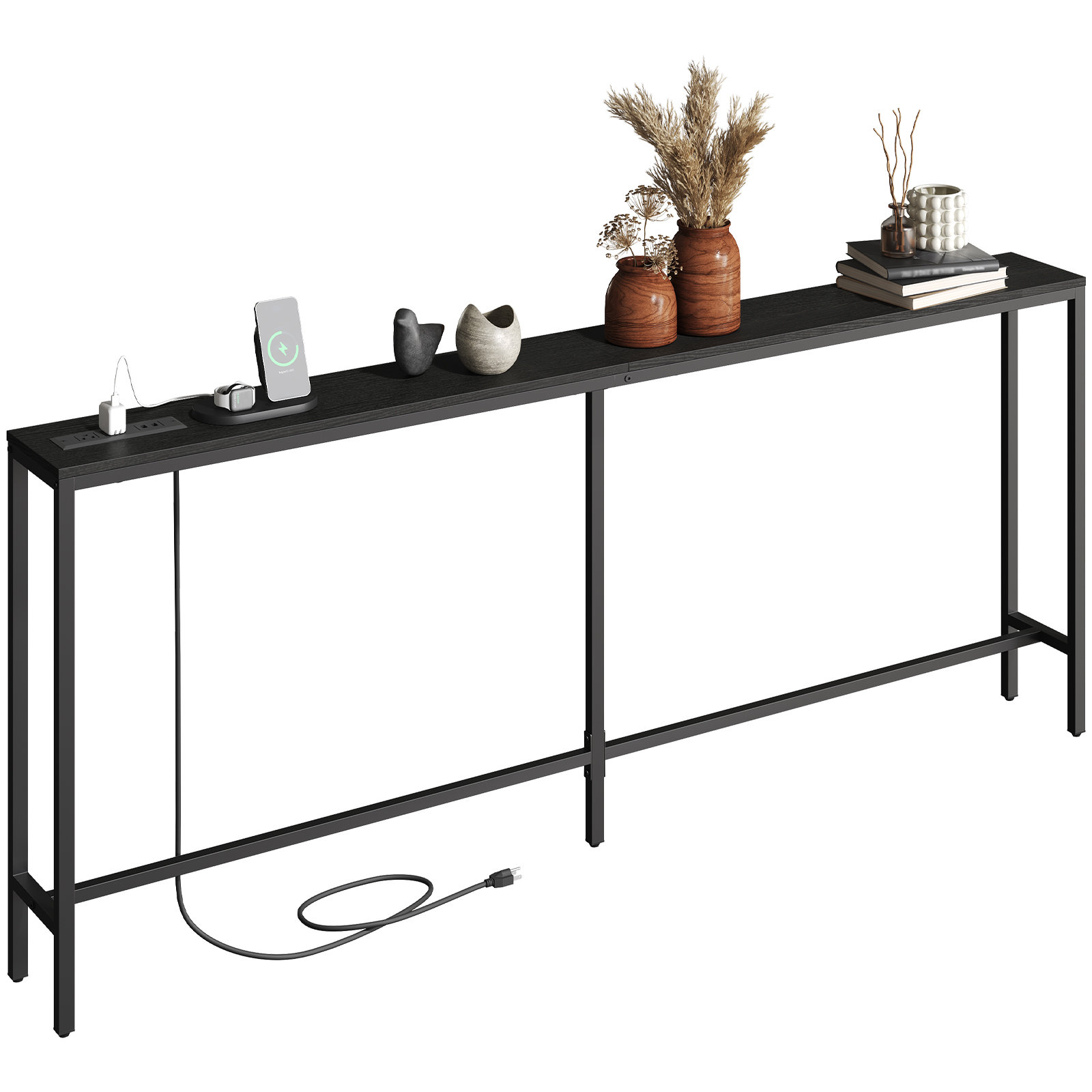 17 Stories Console Table with Power Outlet Behind Couch Narrow Entryway ...