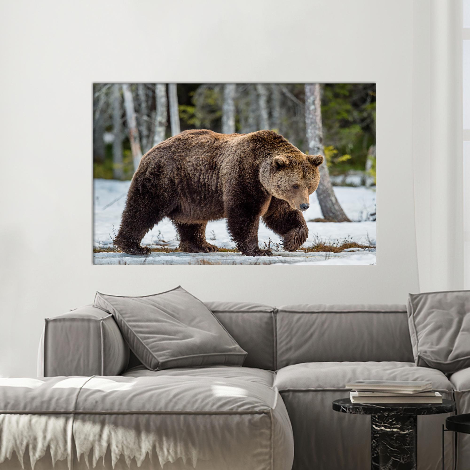 kayra export Large Brown Bear Canvas Poster with Animal Print Perfect as Artistic Man Cave Decor ...