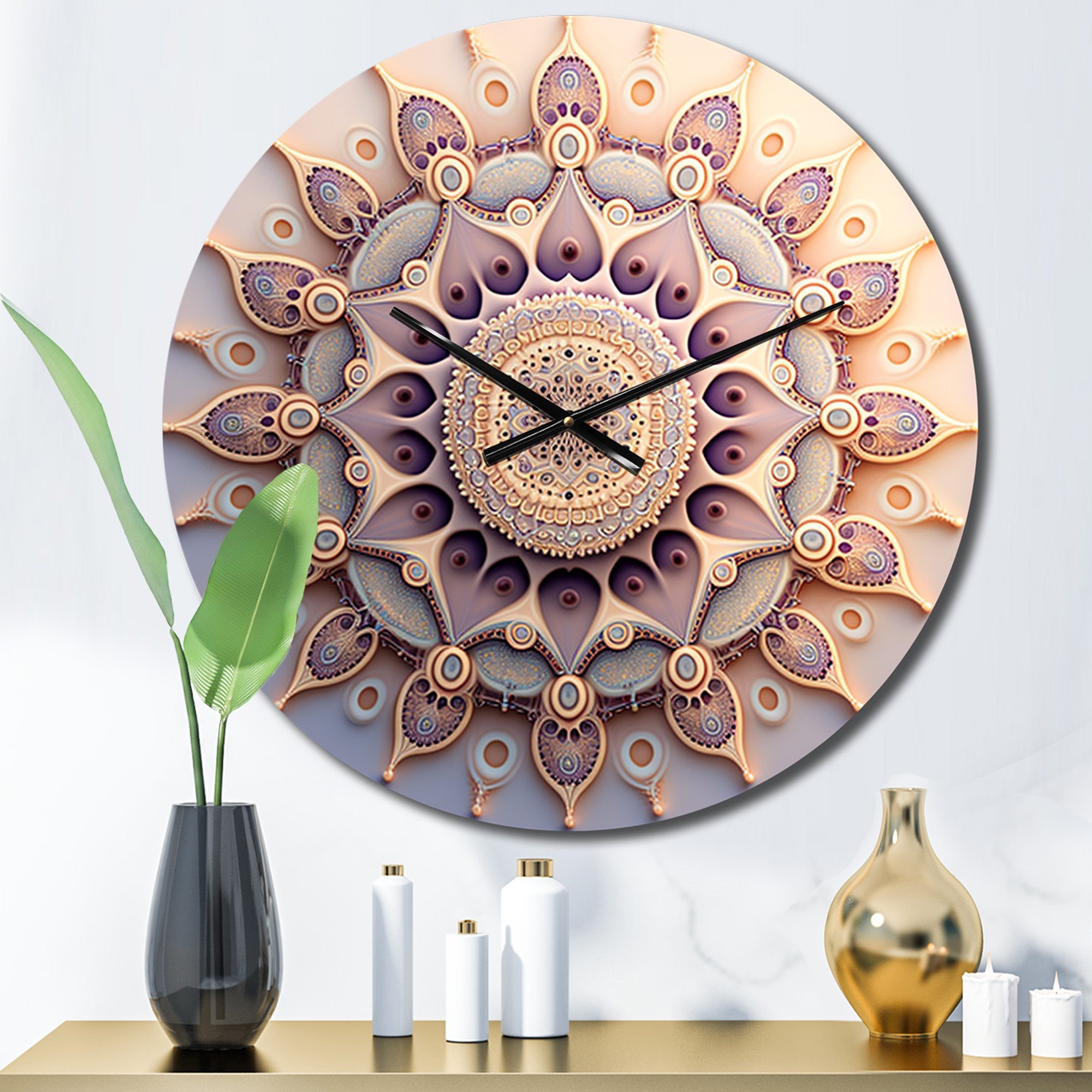 East Urban Home Ethereal Fractal Mandal in Purple and Yellow I - Boho ...