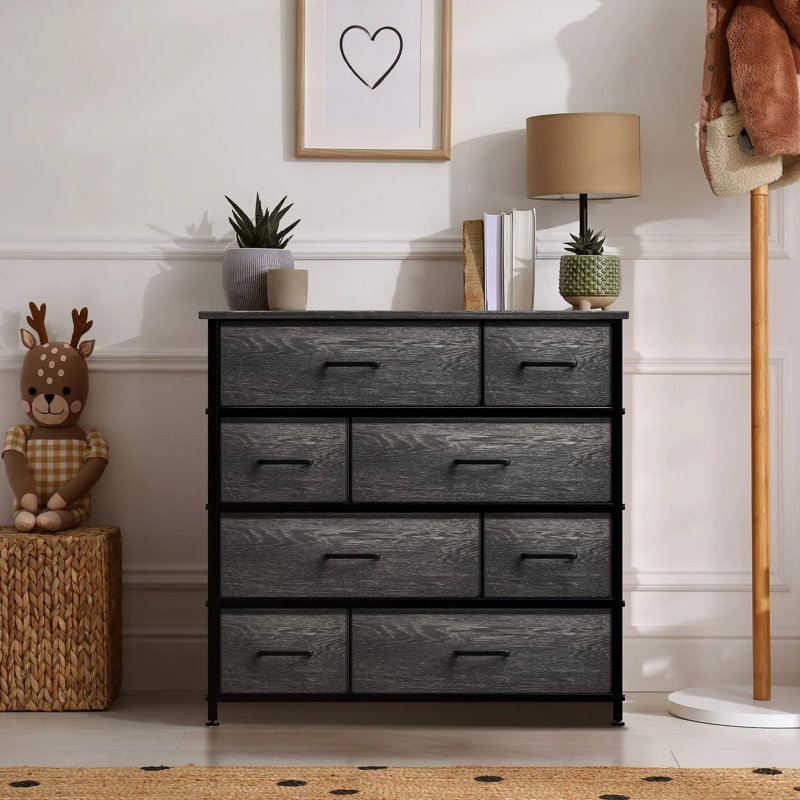 Sorbus 8 Drawers Dresser with Steel Frame and Wood Top in Rustic ...