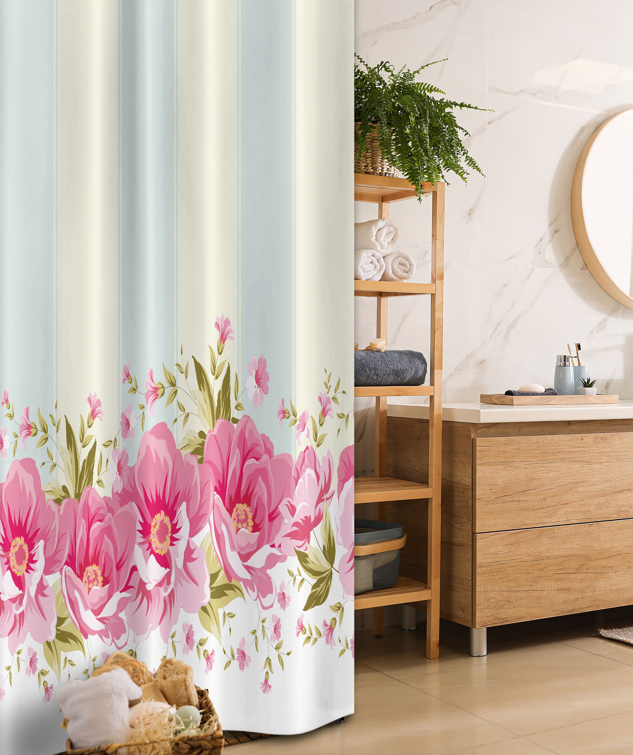 East Urban Home Hurdis Floral Shower Curtain with Hooks Included | Wayfair