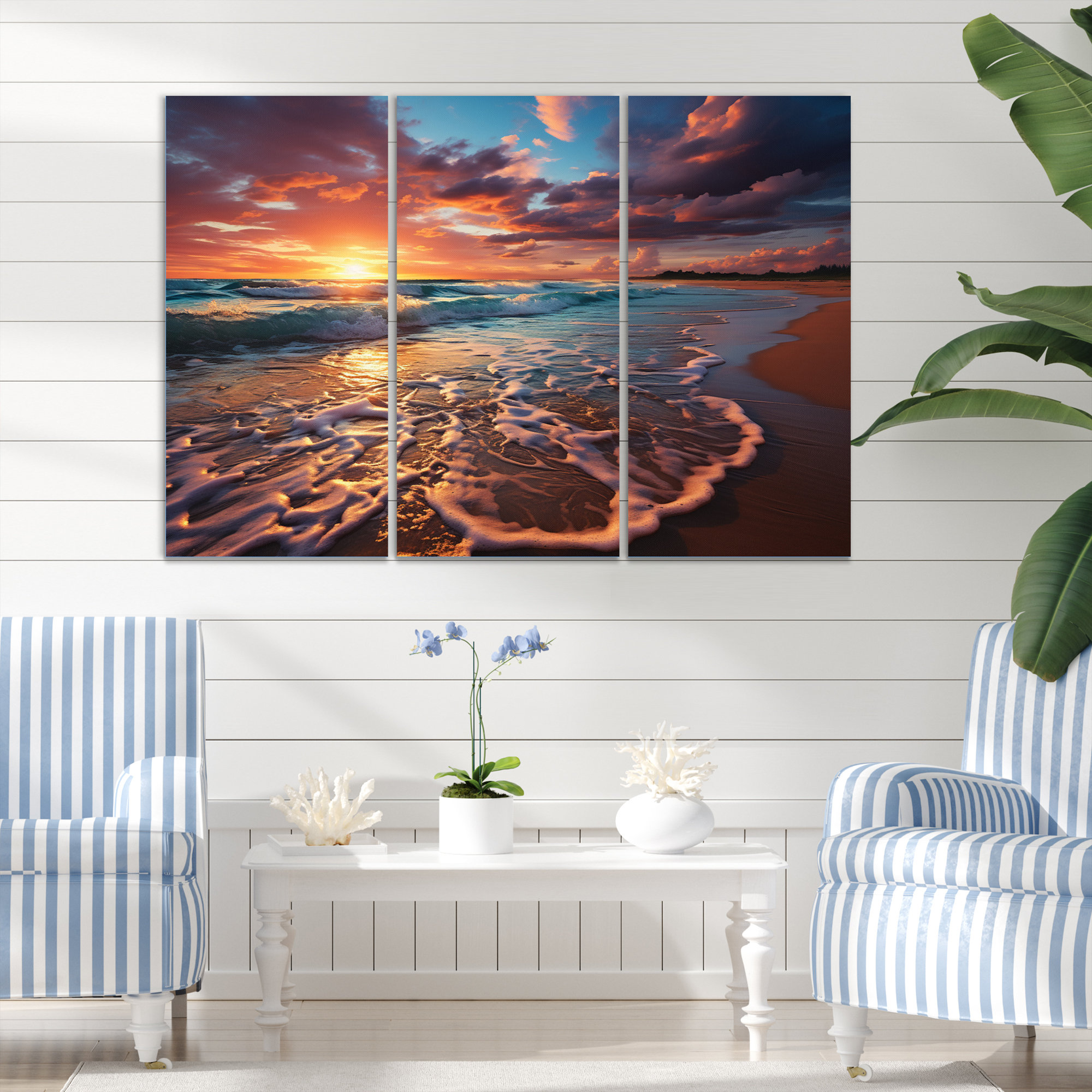 Highland Dunes Sunset Beachside Horizon V - Coastal Canvas Print Set ...