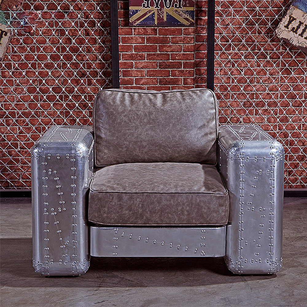Jes Design Casual Retro Aluminum Skin Rivet Storage Sofa 43.31'' Sofa ...