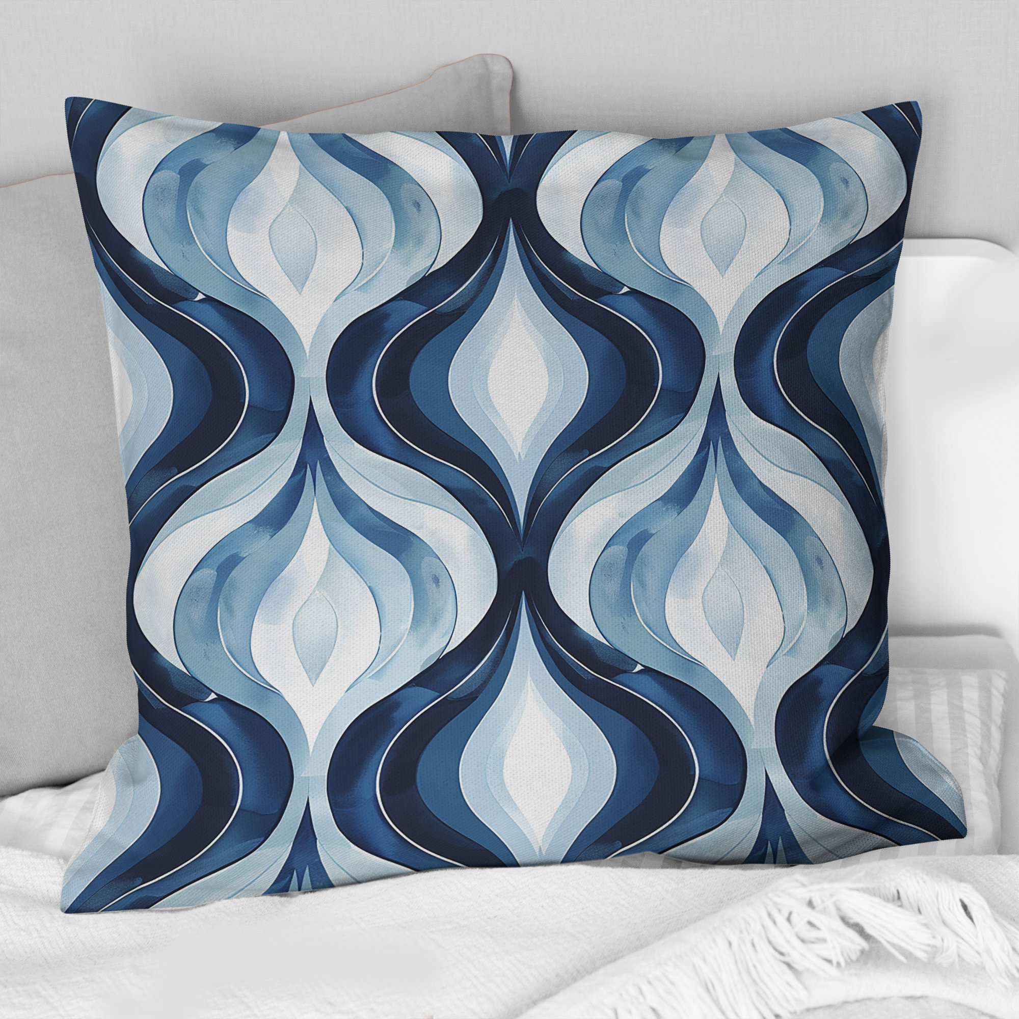 Design Art Blue Ogee Patterns VII - Midcentury Throw Pillow | Wayfair