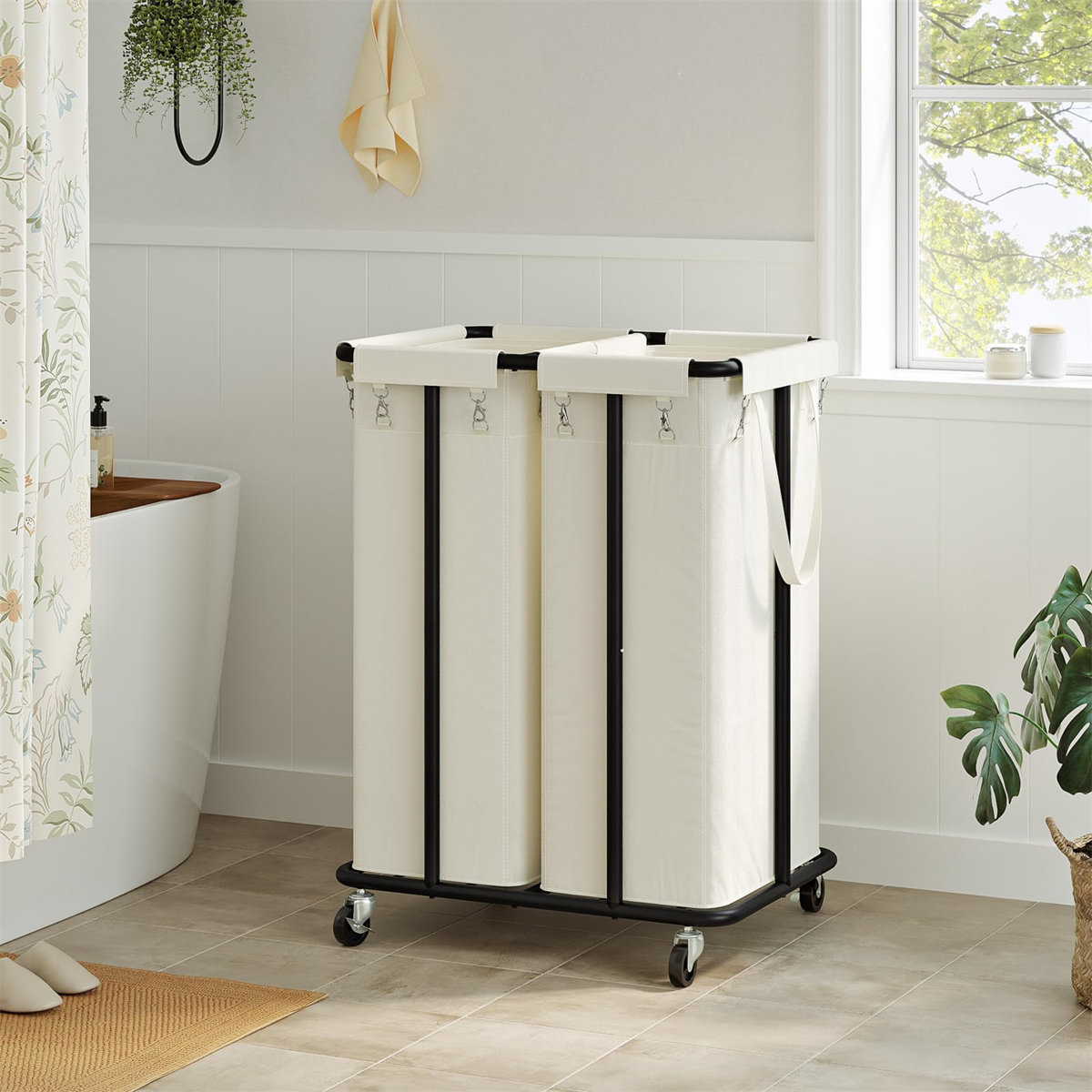 FANGCHANG Metal Rolling Laundry Sorter with Handles | Wayfair