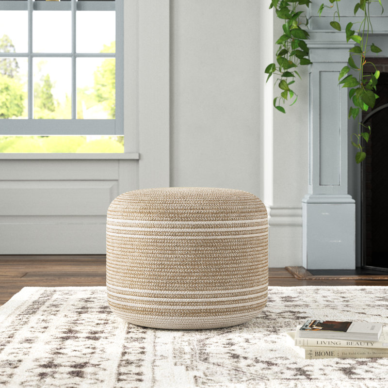 Birch Lane™ Heatherly 18" Wide Round Striped Pouf Ottoman & Reviews ...