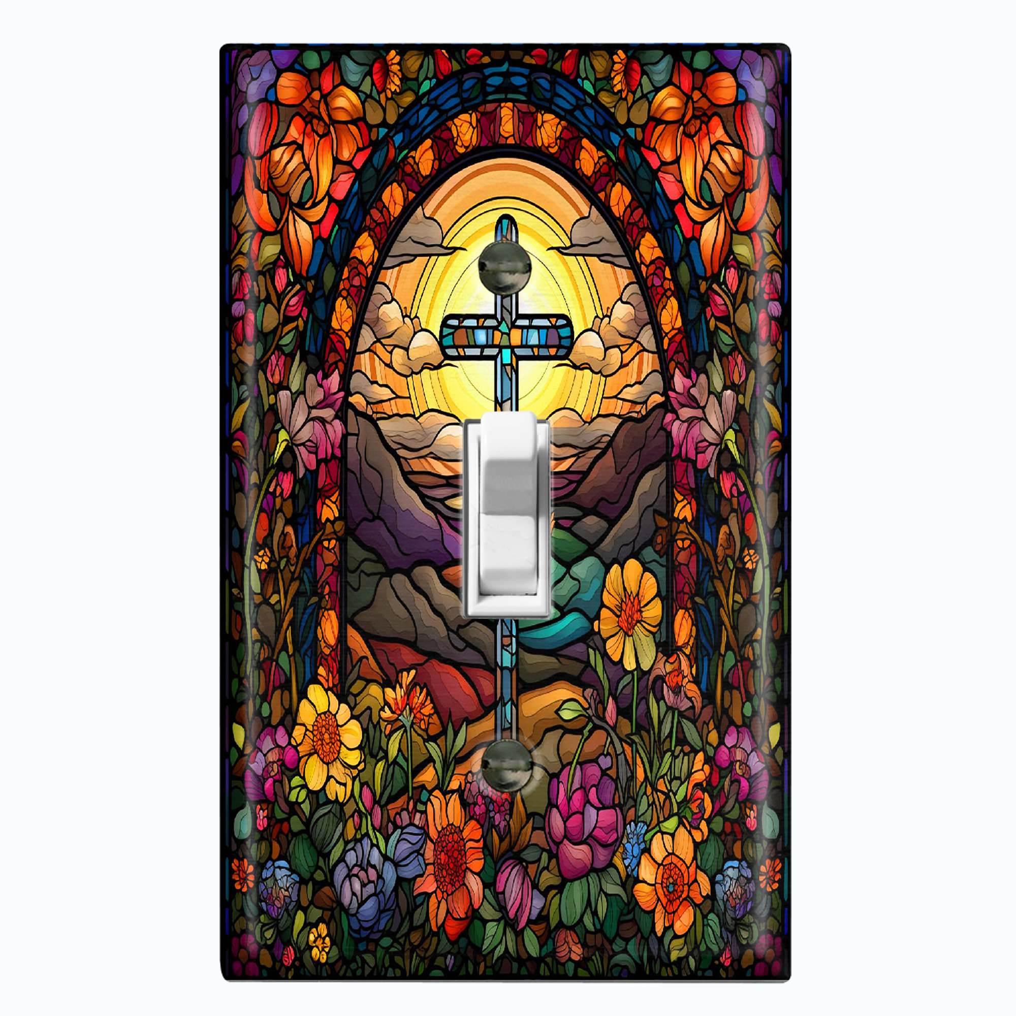 WorldAcc Religious Cross Colorful Flowers Sun Religious Themed 1 - Gang ...