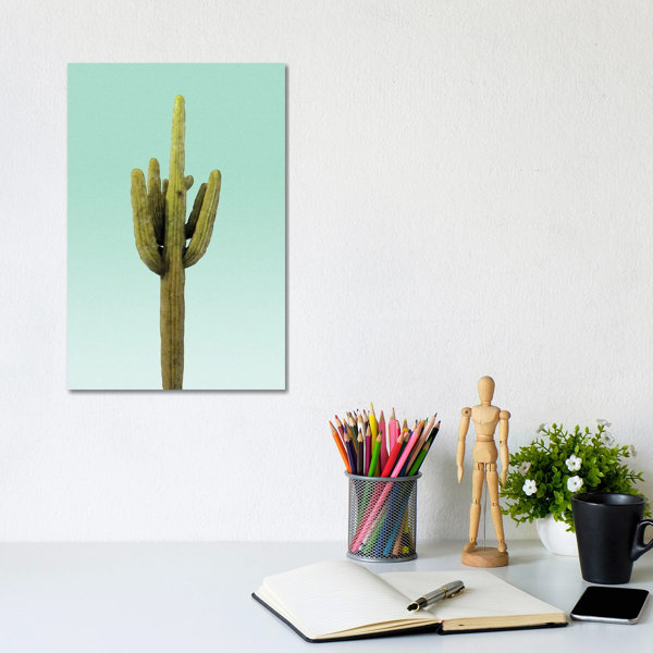Natur Pur Cactus On Teal by Amini54 - Wrapped Canvas Art Prints ...